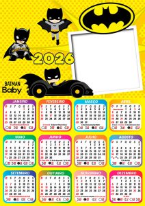 Calendário 2026 Batman Baby PNG Arte Digital - CalendárioLegal