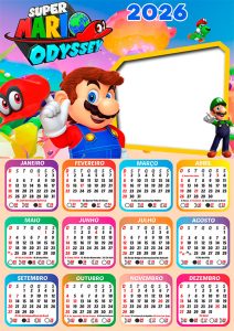 Calendário 2026 Super Mario Odyssey PNG Arte Digital - CalendárioLegal